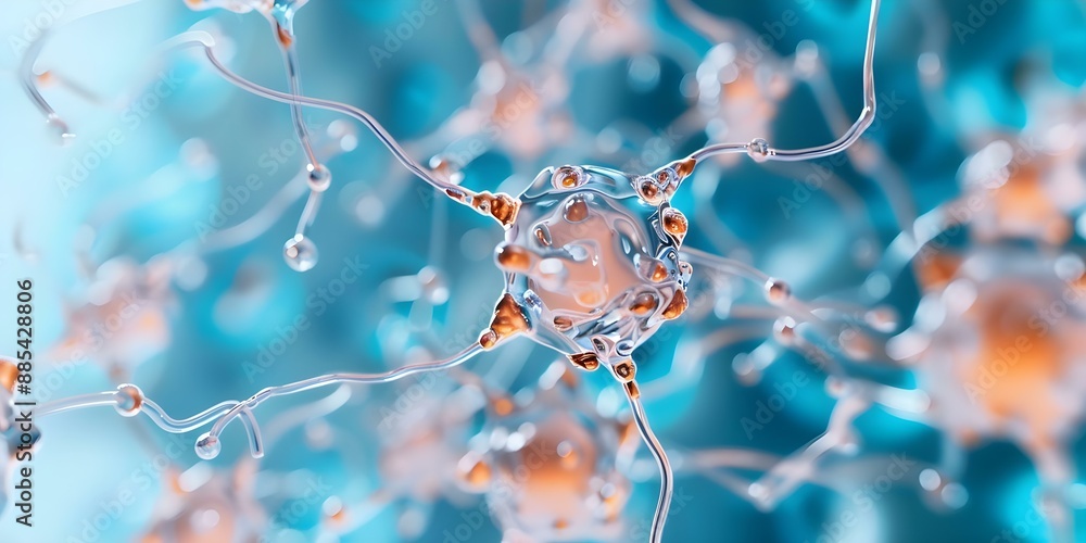 Artistic representation of connected neurons in the brain. Concept ...