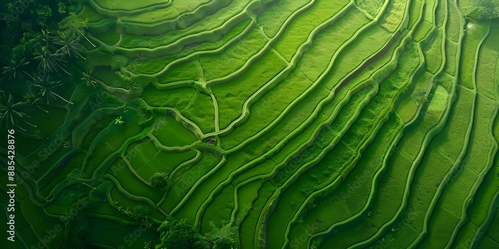 Breathtaking aerial perspective of Bali's vibrant rice terraces amid ...