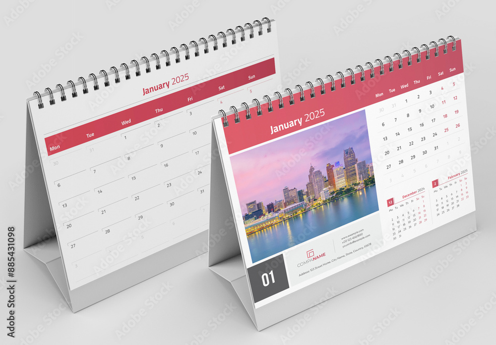Desk Calendar 2025 Planner Layout Stock Template | Adobe Stock
