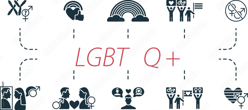 LGBTQ plus icons set. Creative icons: intersex, living openly, rainbow ...