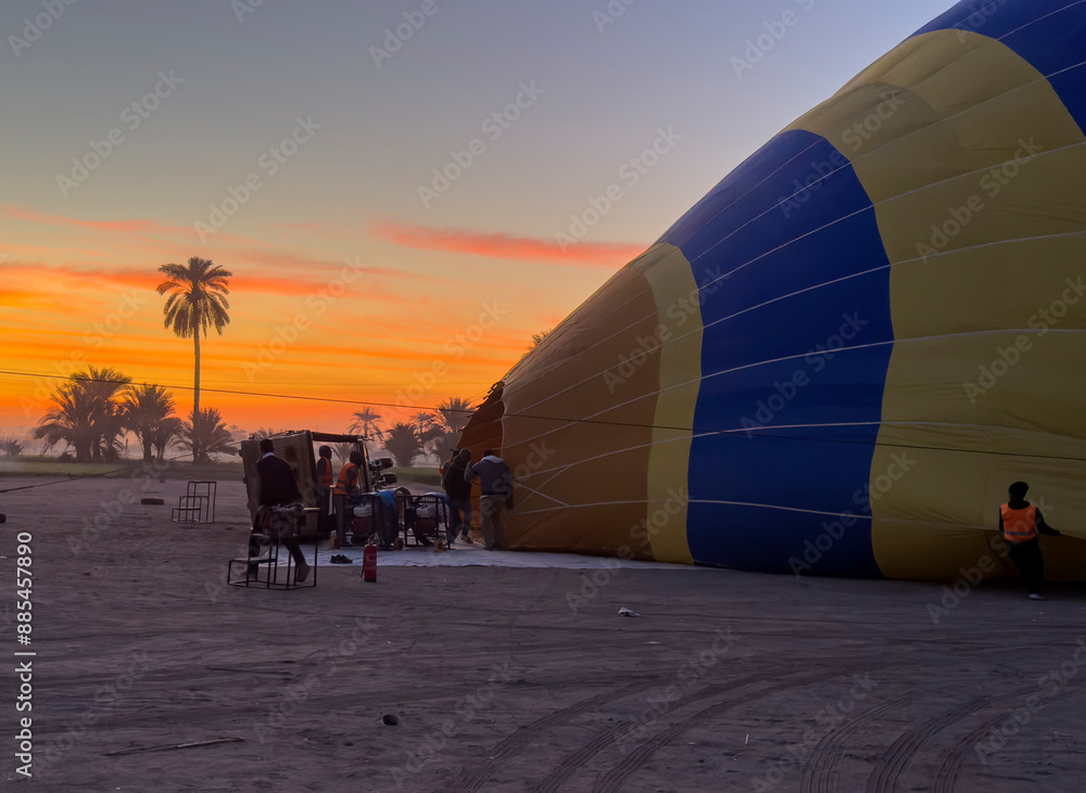 The fascinating process of inflating a hot air balloon as the first ...