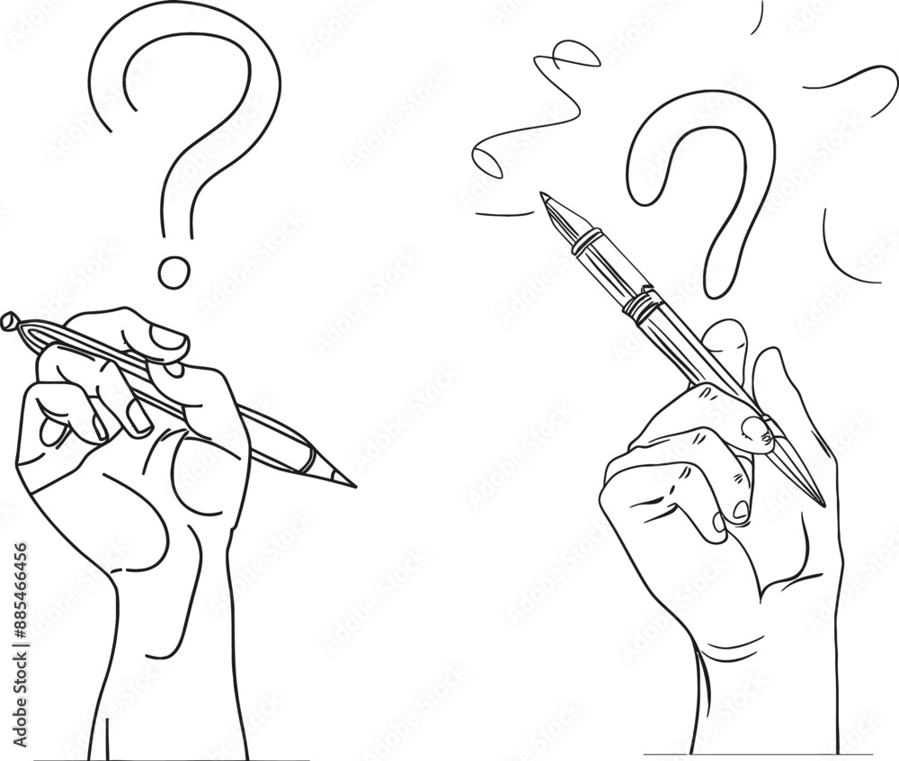 One line hand drawn question mark. Quiz and survey symbols, continuous ...