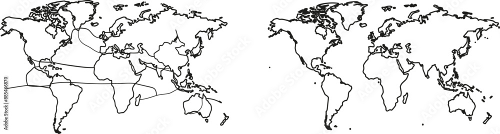 Modern icon with single line drawing of the earth globe on white ...