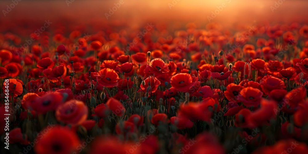 Honoring fallen soldiers on Anzac Day with a field of red poppies ...