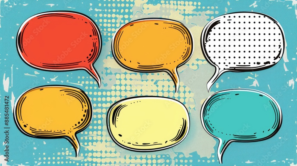 Comic book speech bubbles in pastel colors with soft shadows and comic ...