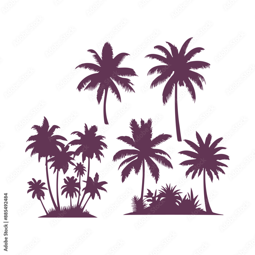 Palm Tree vector Palm tree silhouette Coconut tree vector silhouette ...