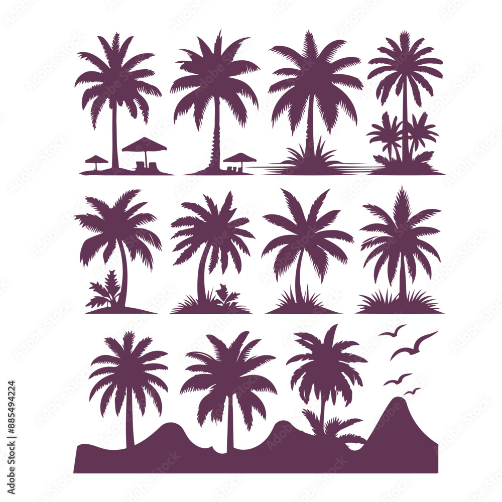 Palm Tree vector Palm tree silhouette Coconut tree vector silhouette ...