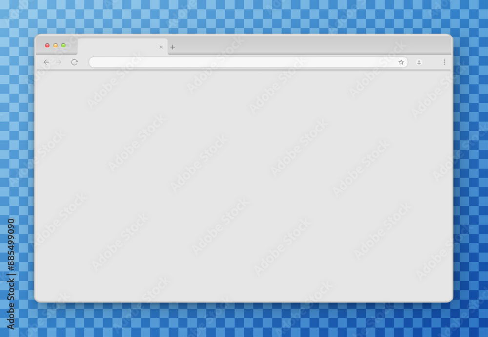 Browser window. Realistic gray empty browser window with toolbar, search bar and shadow on ...