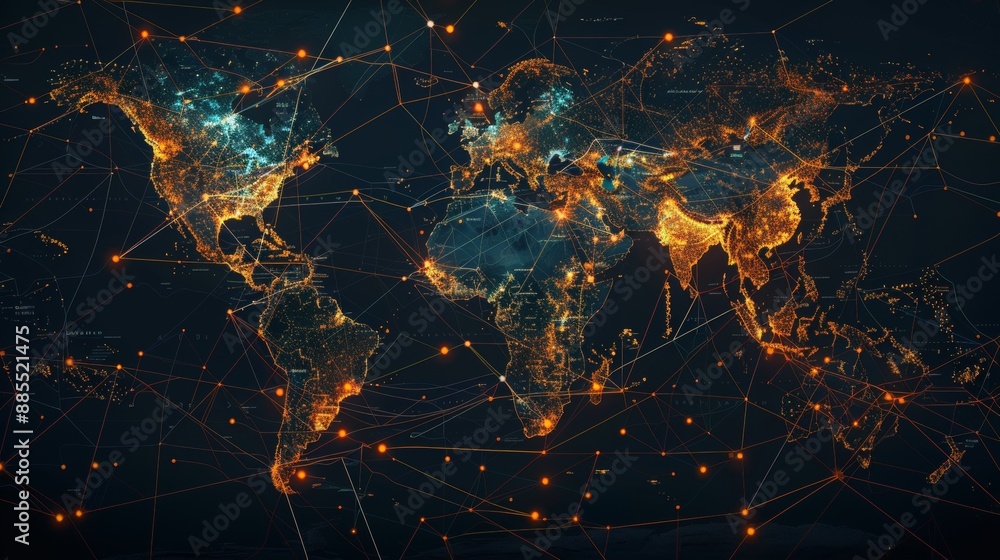 close world map , logistic network distribution map , supply chain ...