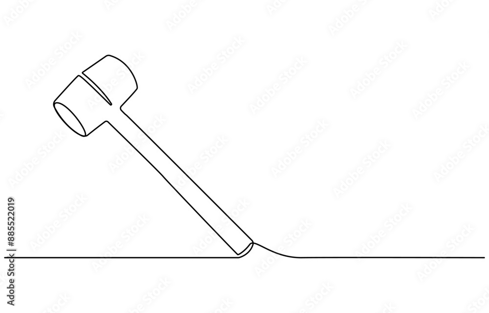 one line drawing of isolated vector object hammer Hammer construction ...