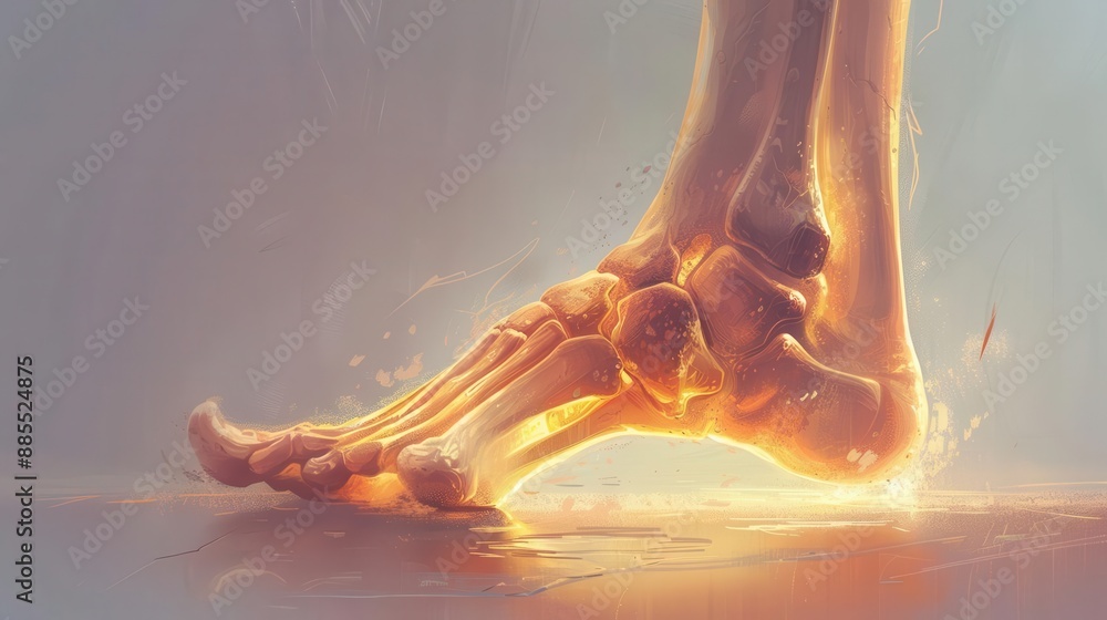 medical illustration of a foot affected by hallux valgus and plantar ...