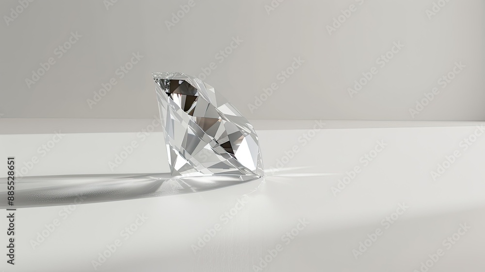 One large diamond on a realistic white background First person view ...