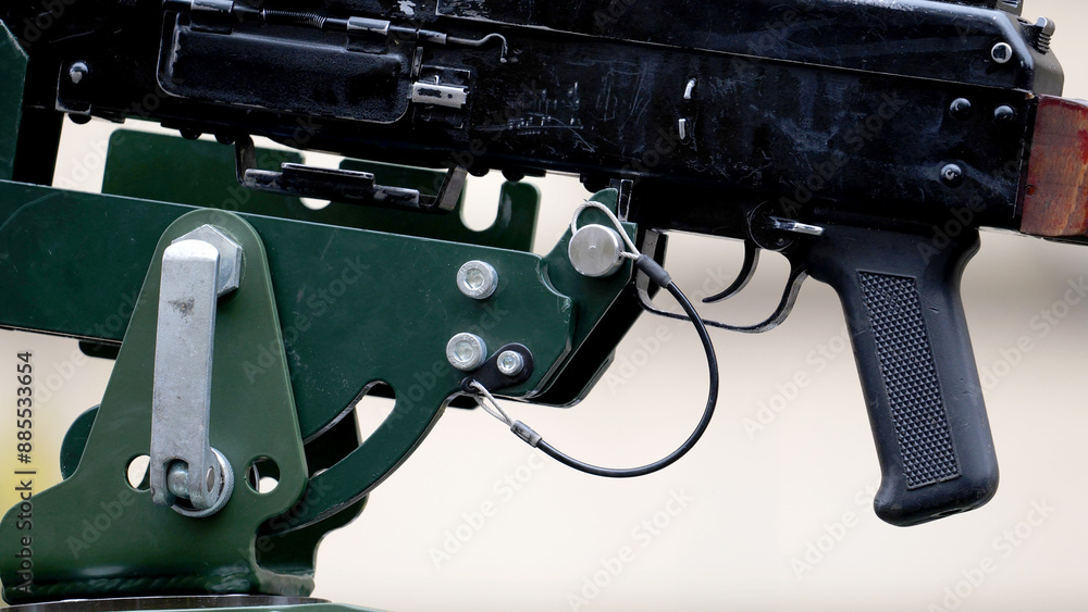 Simple army vehicle mounted machine gun trigger mechanism object detail ...