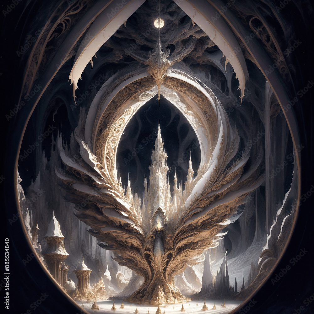 fantasy environment concept with epic and highly detailed ethereal structure created with using ...
