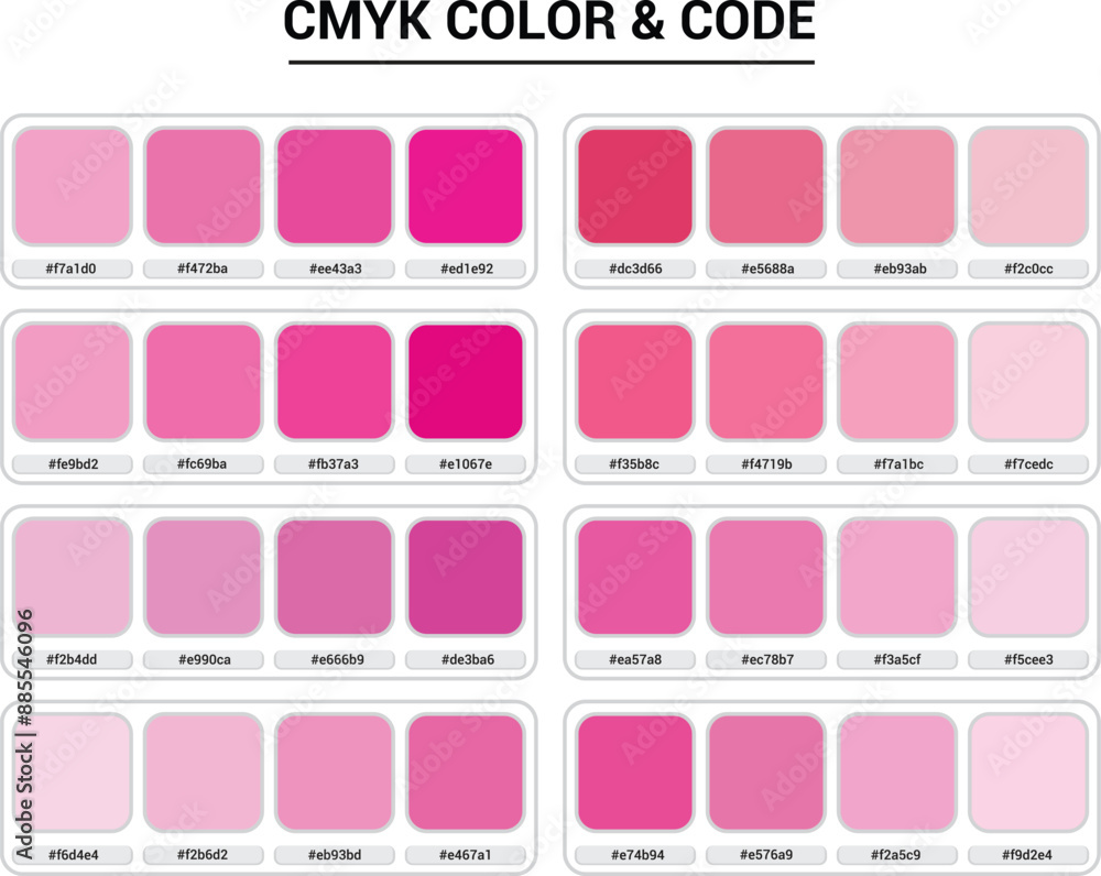 Vecteur Stock Pink Color Guide Palette with color Names. Color Palette ...