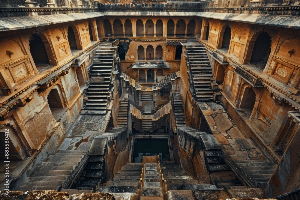 Stunning step well in Jaipur, India, with elaborate staircases and ...