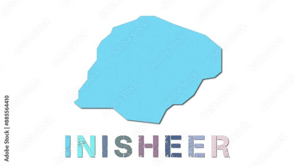 Inisheer map with paper regions. Animated island map growing from ...