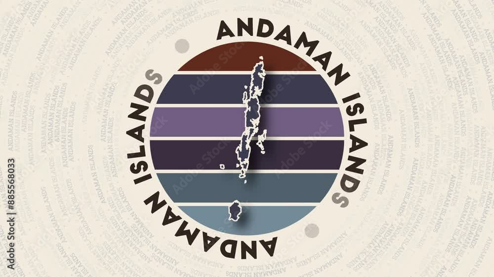 Andaman Islands logo intro. Badge with the circular name and map of ...