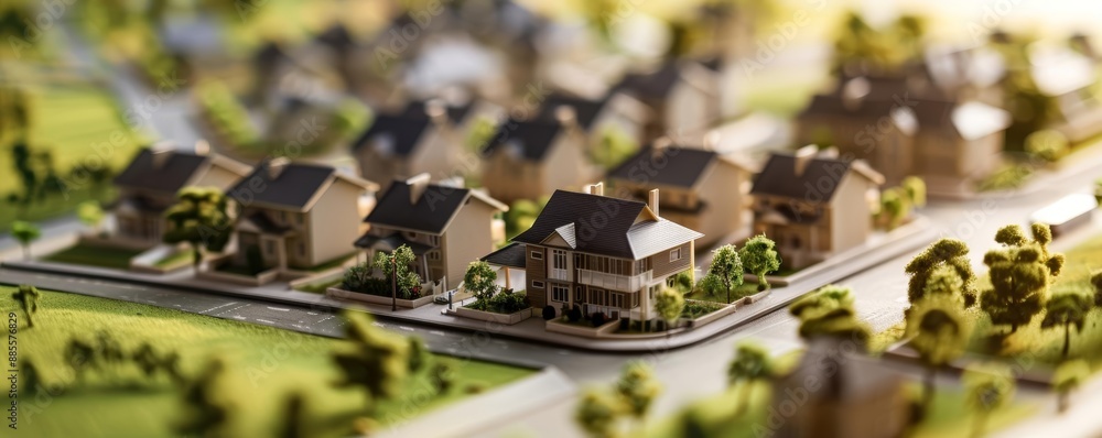 Miniature model of a mixed-use development plan, copy space, integrated ...