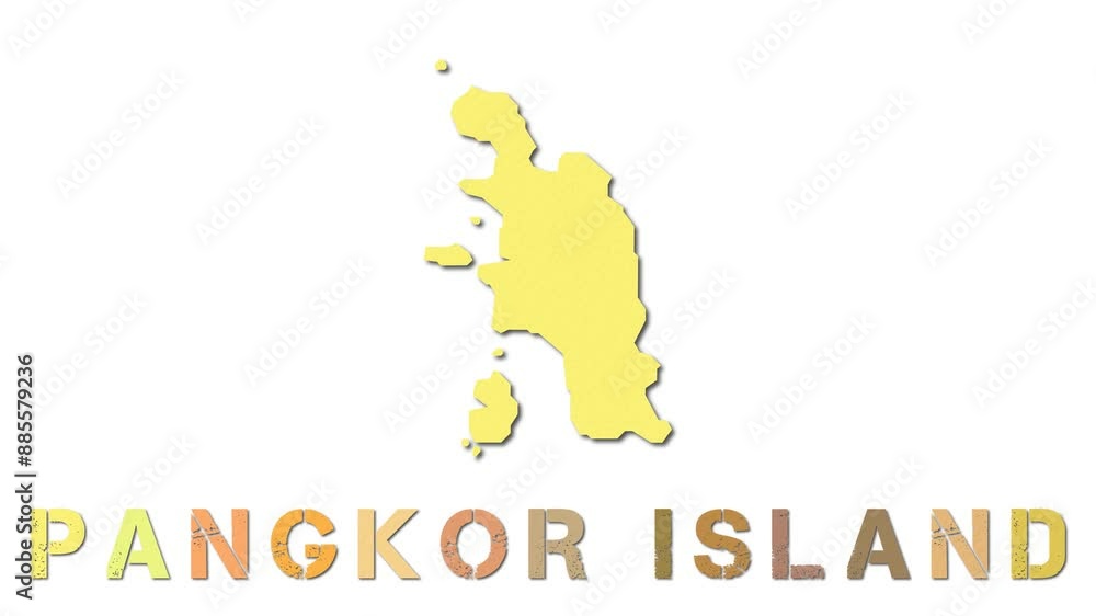 Pangkor Island map with paper regions. Animated island map growing from ...