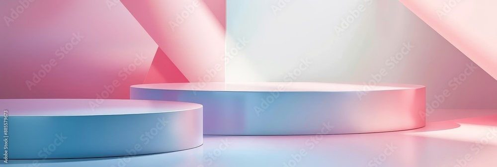 Minimalist Abstract 3D Rendering with Cylindrical Platforms and Pastel ...