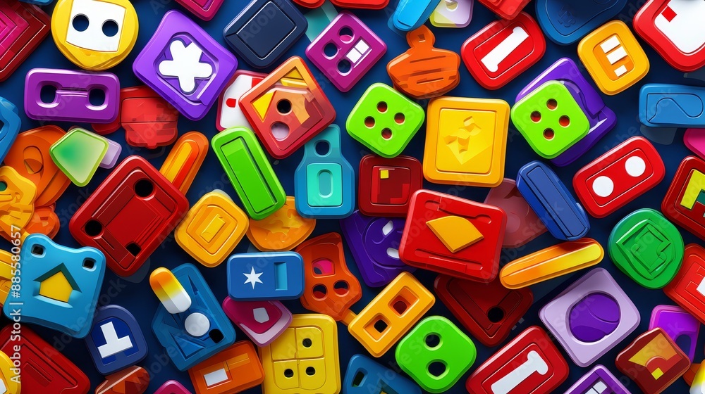 Colorful 3D Shapes and Symbols - A vibrant and abstract background ...