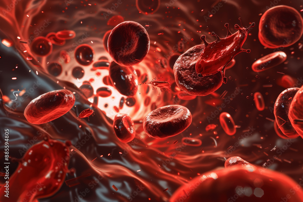 Vivid Depiction of Red Blood Cells and Pathogens in the Human ...