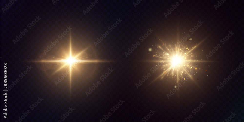 Bright light effect with rays and highlights for vector illustration ...