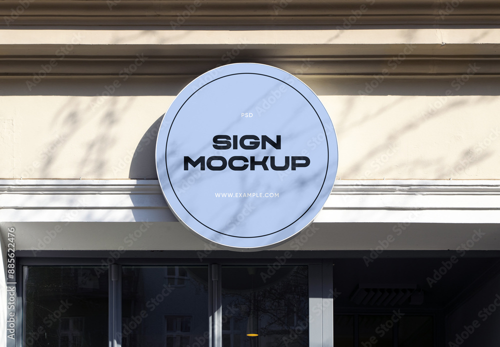 Front View Circle Sign Mockup Stock Template | Adobe Stock
