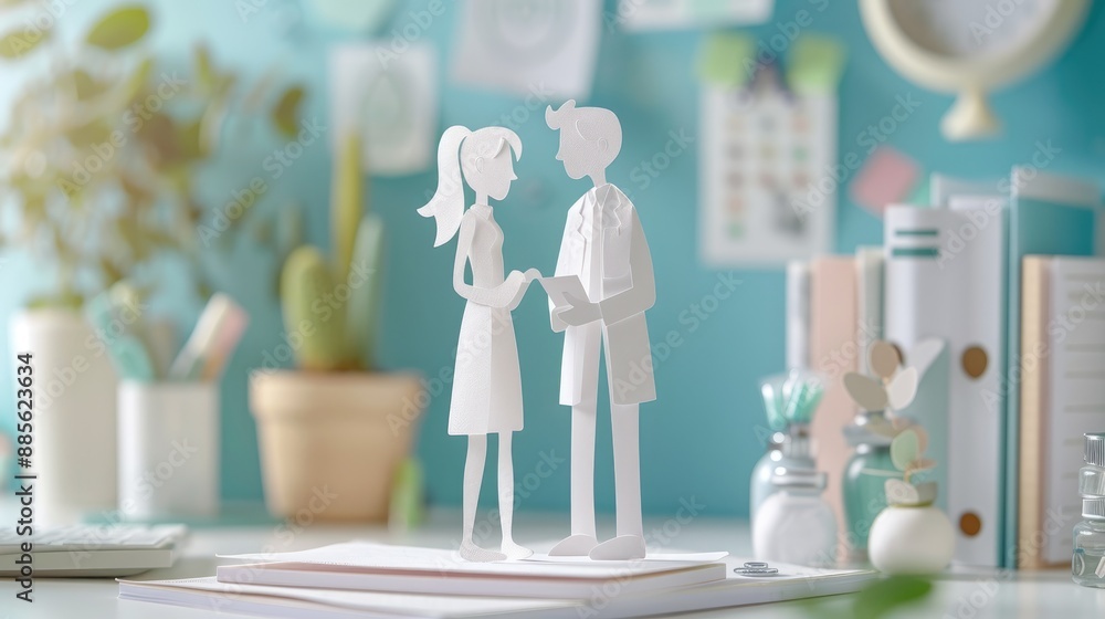 Paper cut out scene of a patient discussing treatment options with a ...