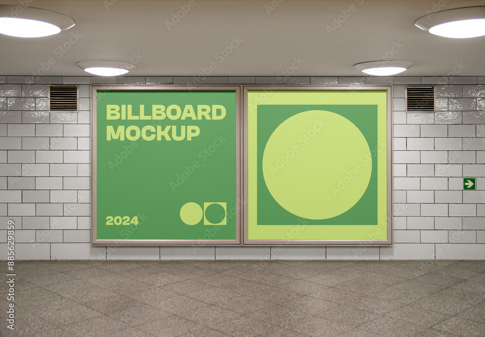 Two Square Billboard Mockups Stock Template | Adobe Stock