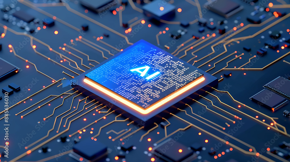 powerful computer processor microchip with the word representing artificial intelligence, AI ...