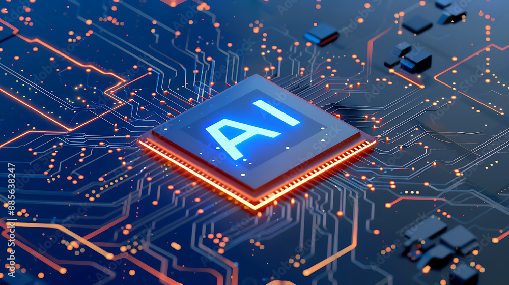 powerful computer processor microchip with the word representing artificial intelligence, AI ...