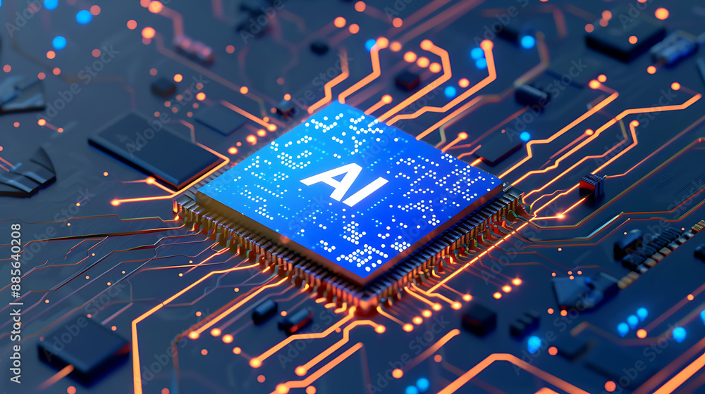powerful computer processor microchip with the word representing artificial intelligence, AI ...
