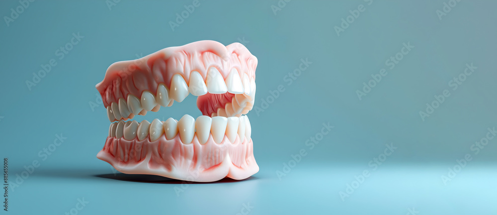 3D human teeth model for dental study and medical presentations, blue ...