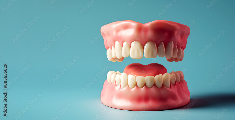 3D human teeth model for dental study and medical presentations, blue ...