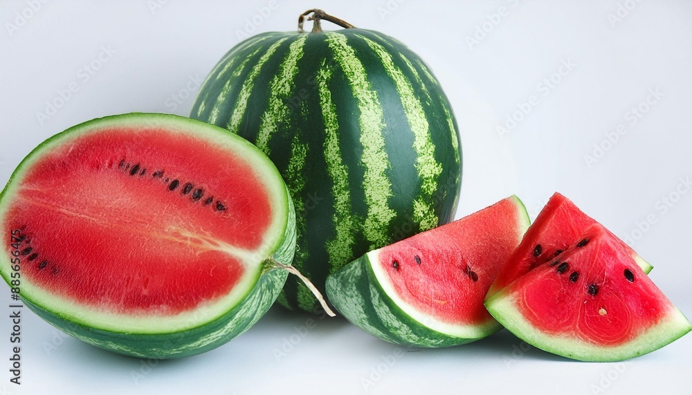 watermelon citrullus lanatus isolated on a white background green rind ...