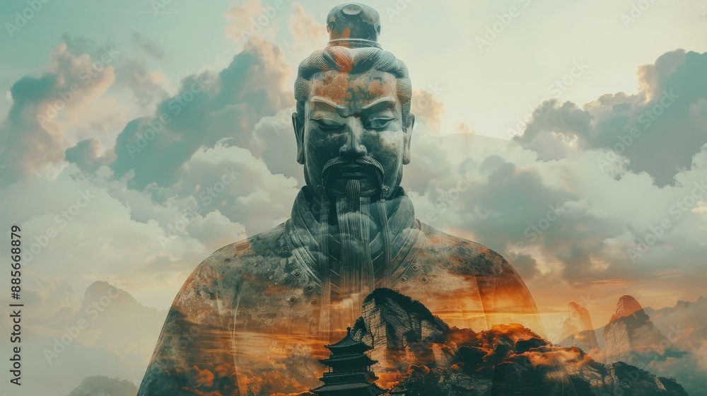 Double exposure artwork depicting the unification and centralization of ...