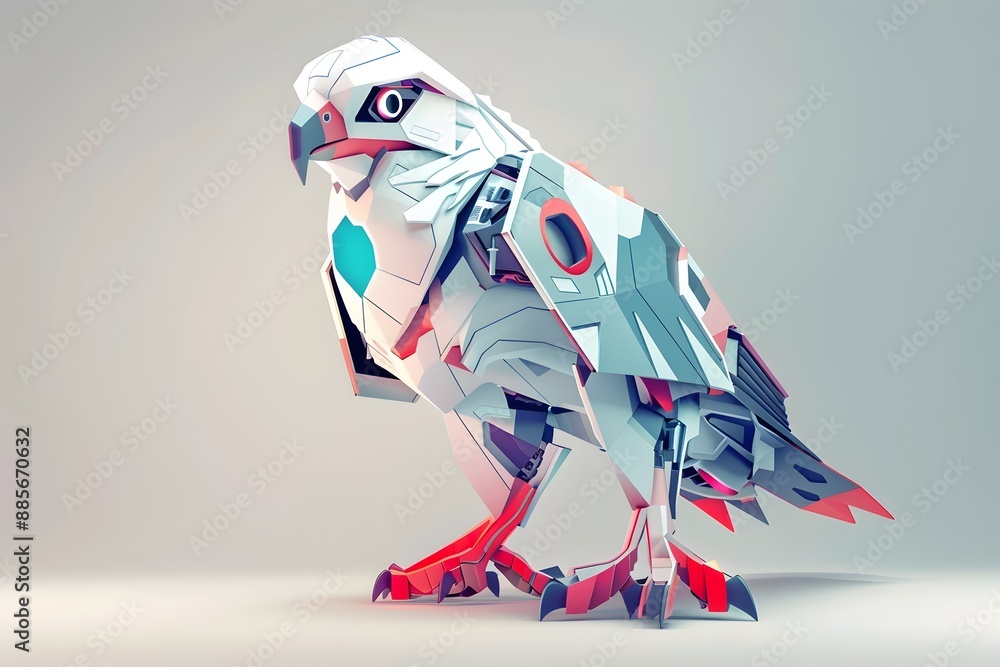 Stylized 3D Robotic Falcon Icon for Modern Branding and Mascot Designs ...