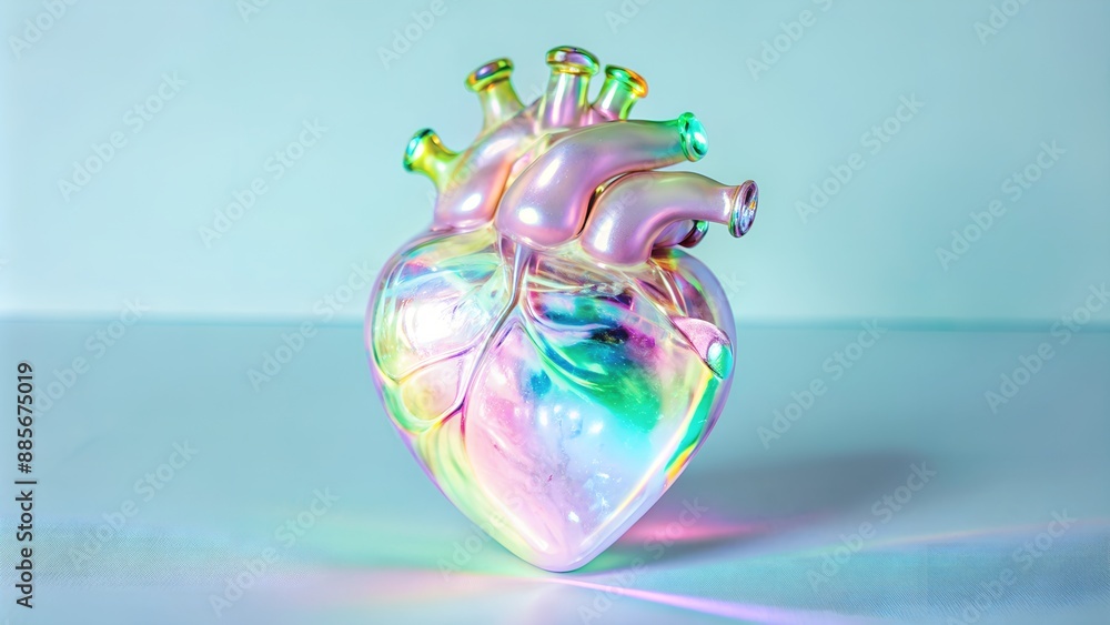 Holographic human heart anatomy with blood vessels Stock Illustration ...