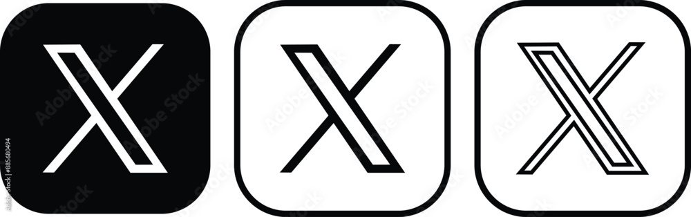 X app logo Twitter editorial icon in flat line set. X new Social Media ...