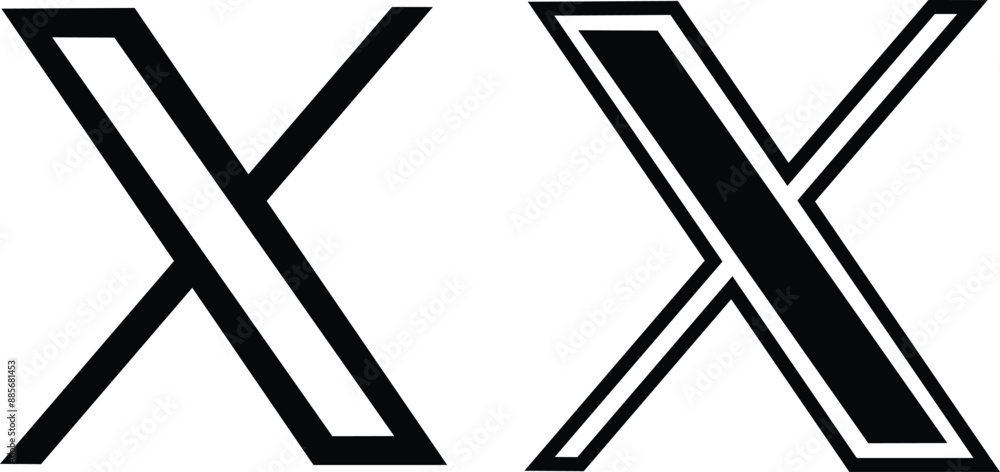 X app logo Twitter editorial icon in flat line set. X new Social Media ...