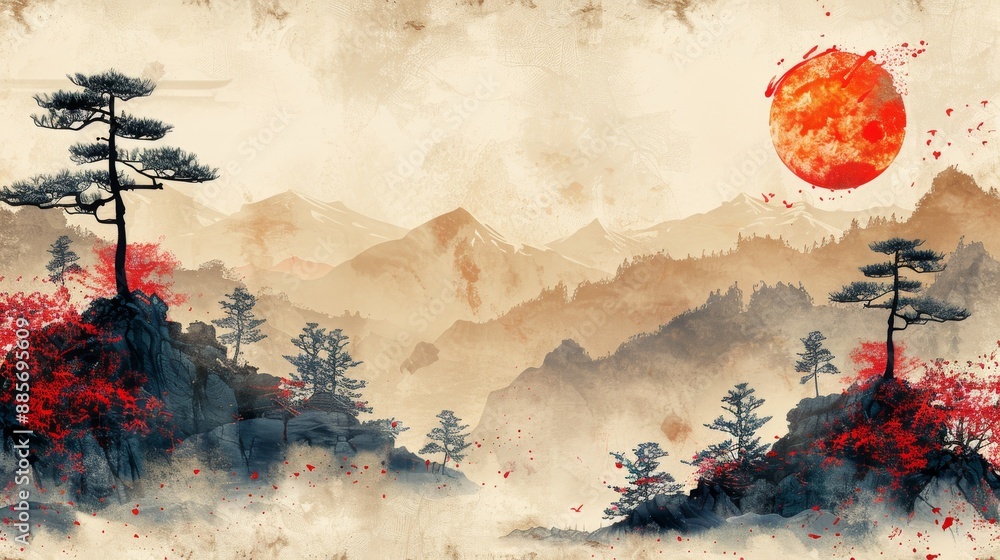 Modern design of a Japanese background with abstract art banners ...
