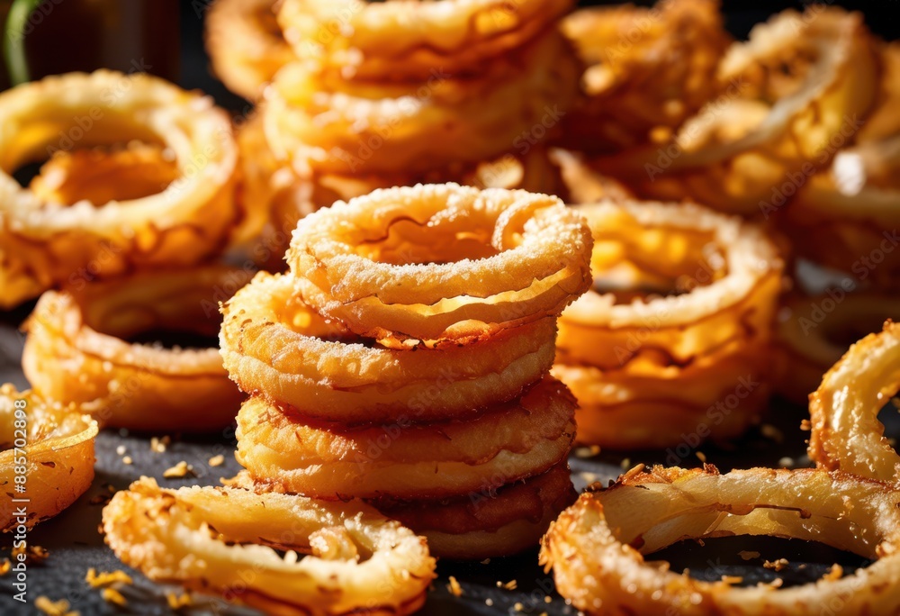 crispy onion rings stacked delicious crunchy snack tower presentation ...