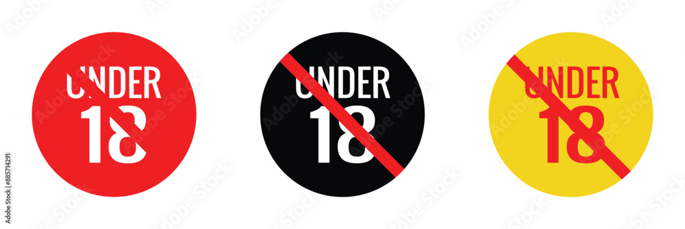 Age Restriction Enforcement Line Icon Set. Under Eighteen Access Ban ...