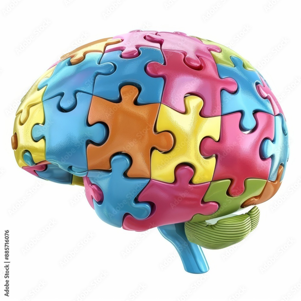 a brain made of puzzle pieces clipart, intellectual development symbol ...