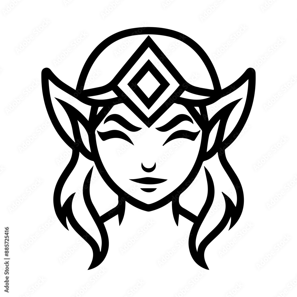 Elf icon or modern line symbol. Vector line art and icon design with ...