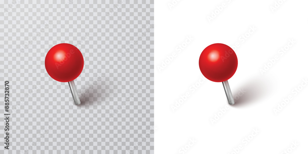 Pin with shadow isolated on transparent and white background. Vector 3d ...