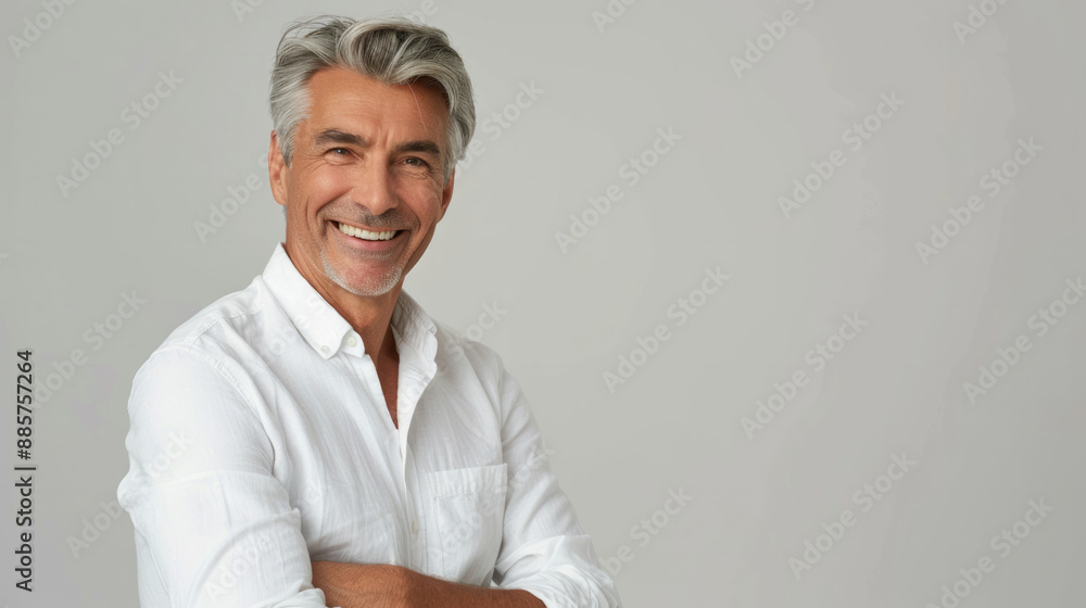 Handsome man 50s mid age beautiful physically fit well groomed senior ...
