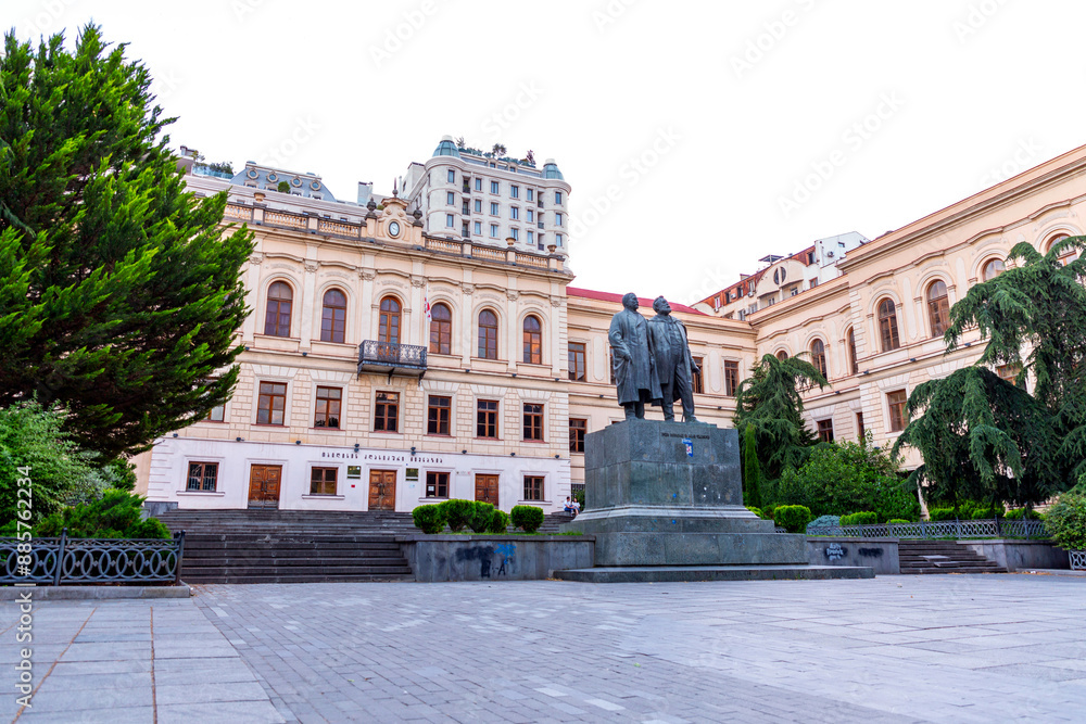 Statues of Chavcavadze and Tsreteli on the Shota Rustaveli Avenue in ...